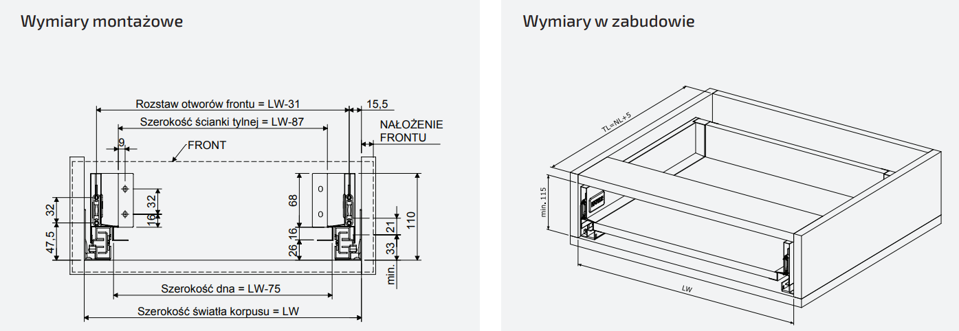 Hafele Matrix SLIM 2.0 - 500/84/35kg/biały - Idea-nova.pl
